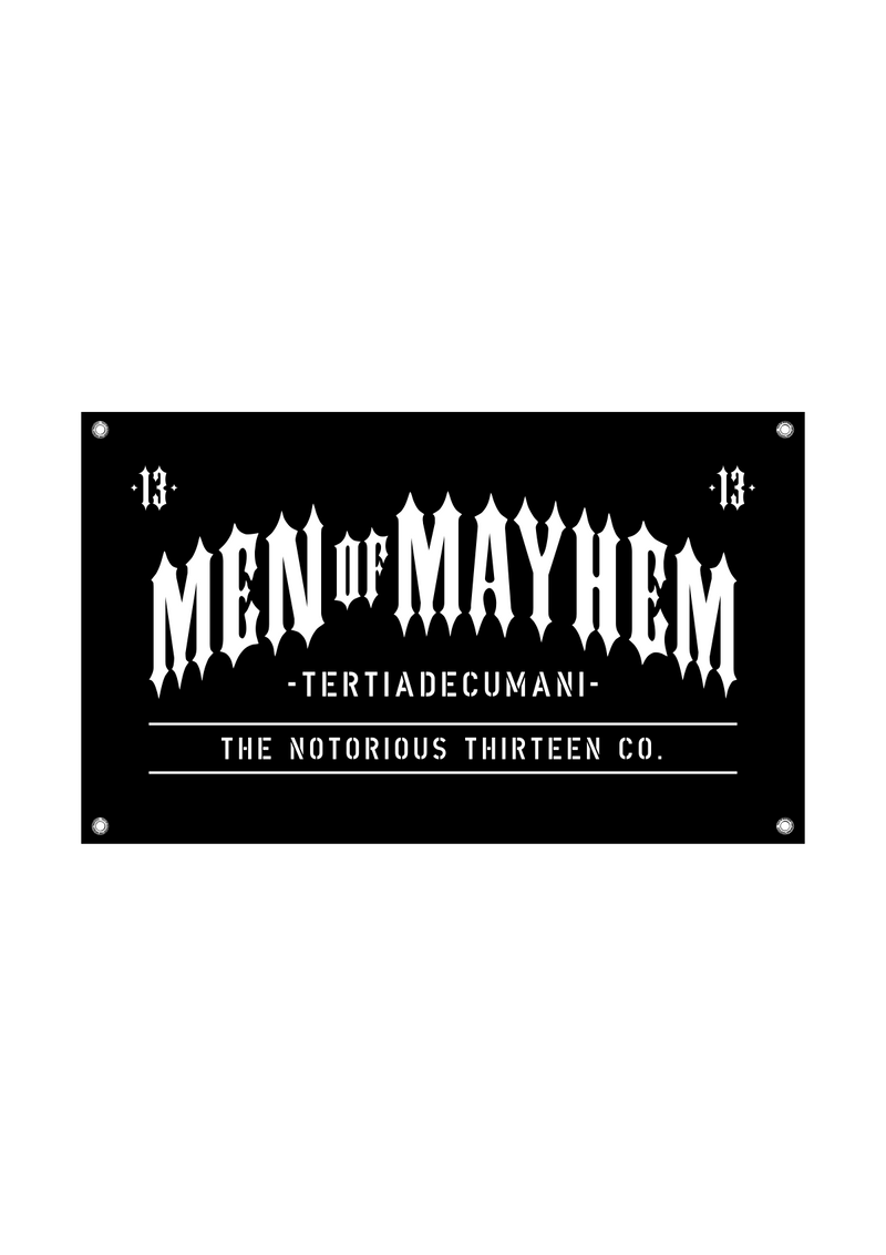 MEN OF MAYHEM Banner mit Ösen zum Aufhängen